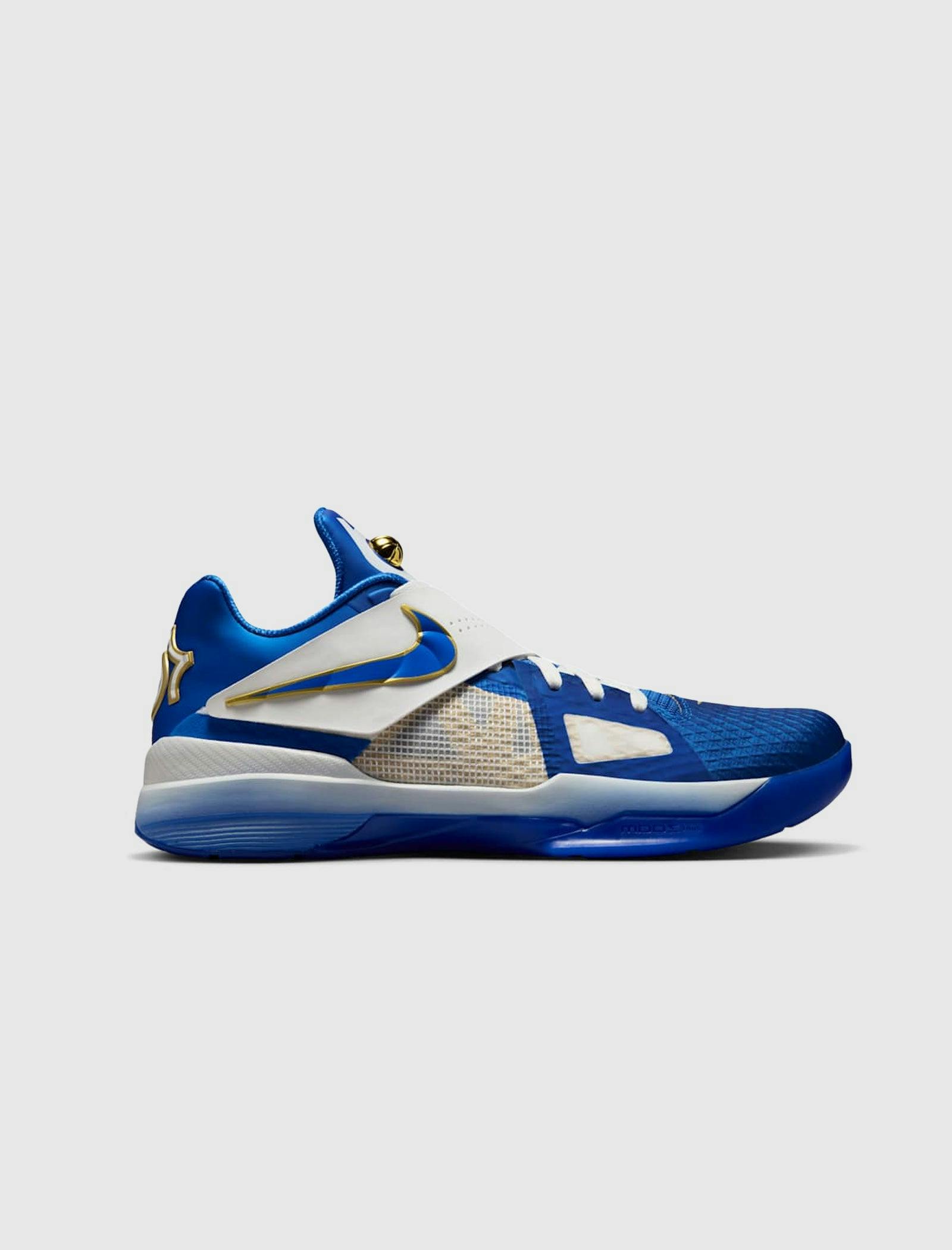NIKE ZOOM KD IV "HYPER ROYAL/SUMMIT WHITE/METALLIC GOLD"